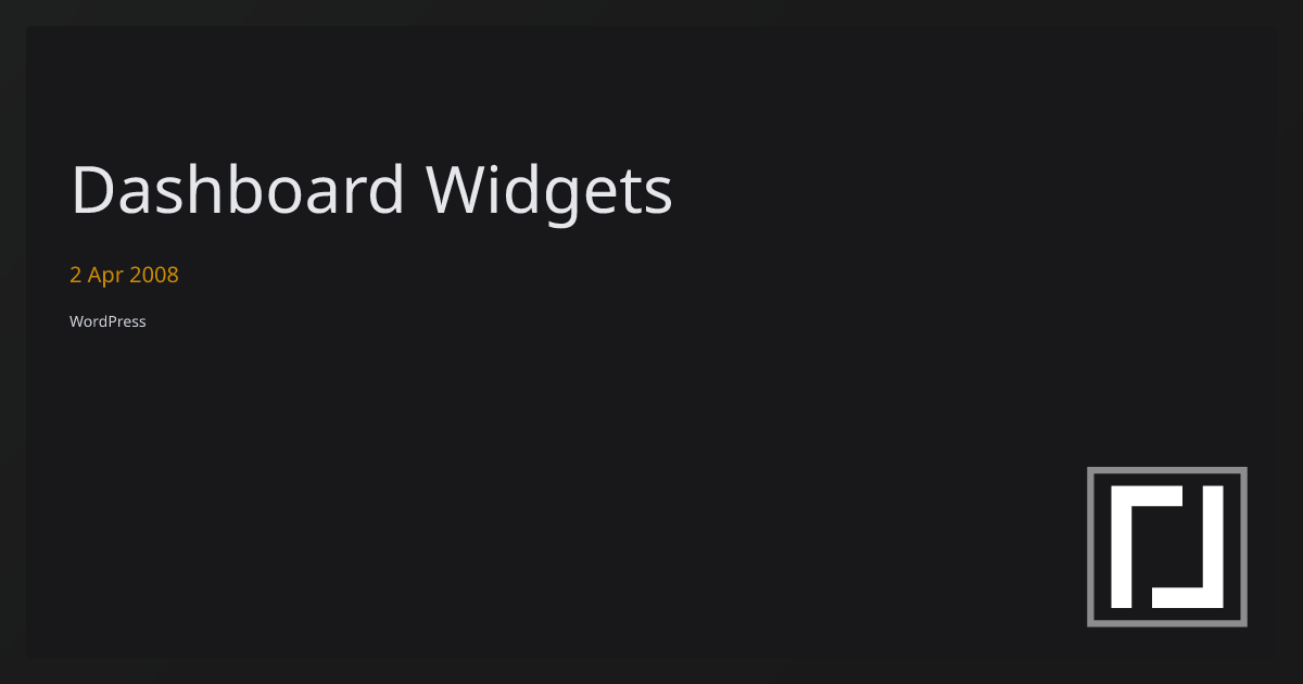 Dashboard Widgets | Ricardo Gonzalez